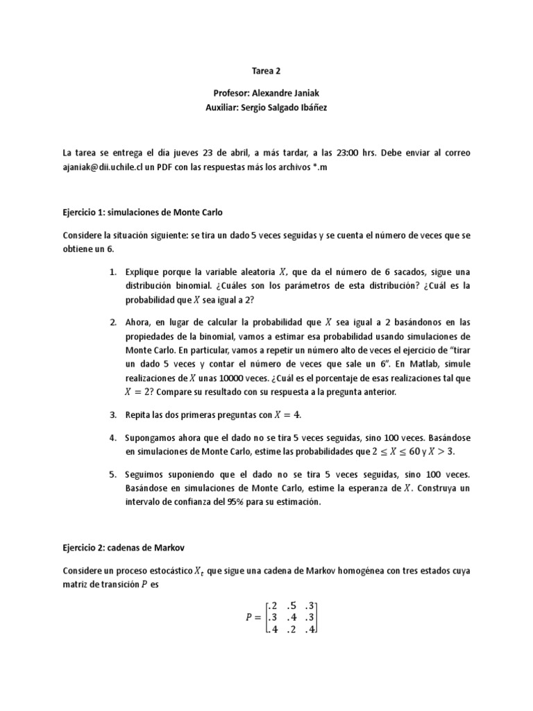 Tarea 2 MACRO 1 MAGCEA | PDF | Cadena Markov | Matriz (Matemáticas)
