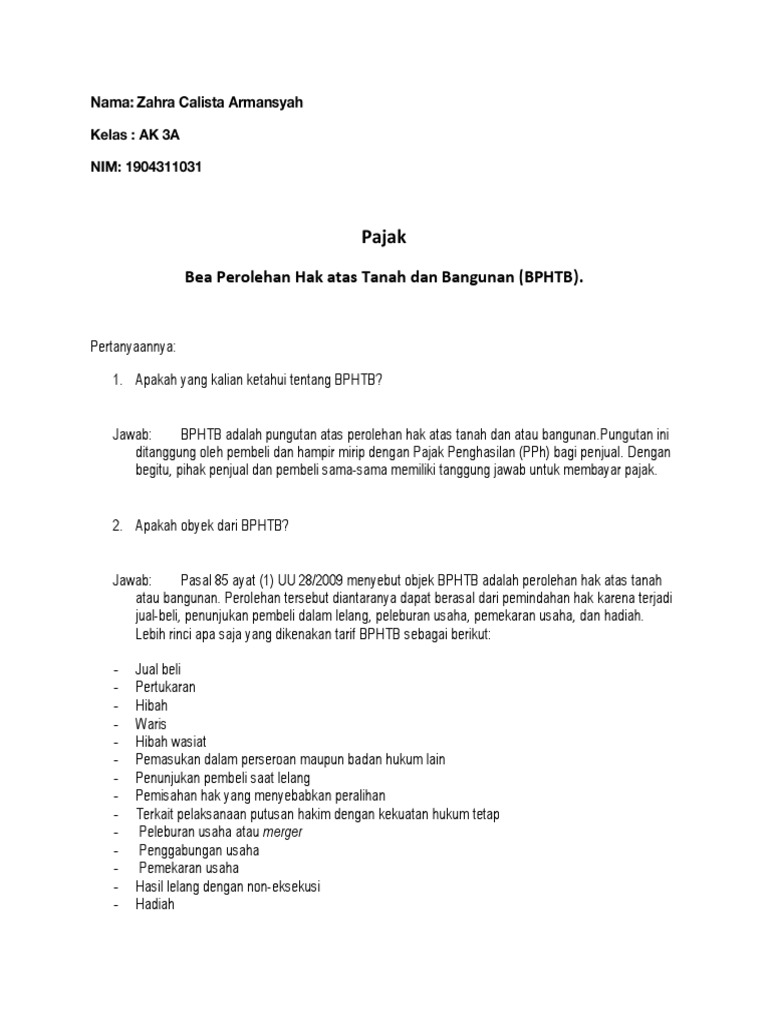 (BPHTB) Latihan soal | PDF