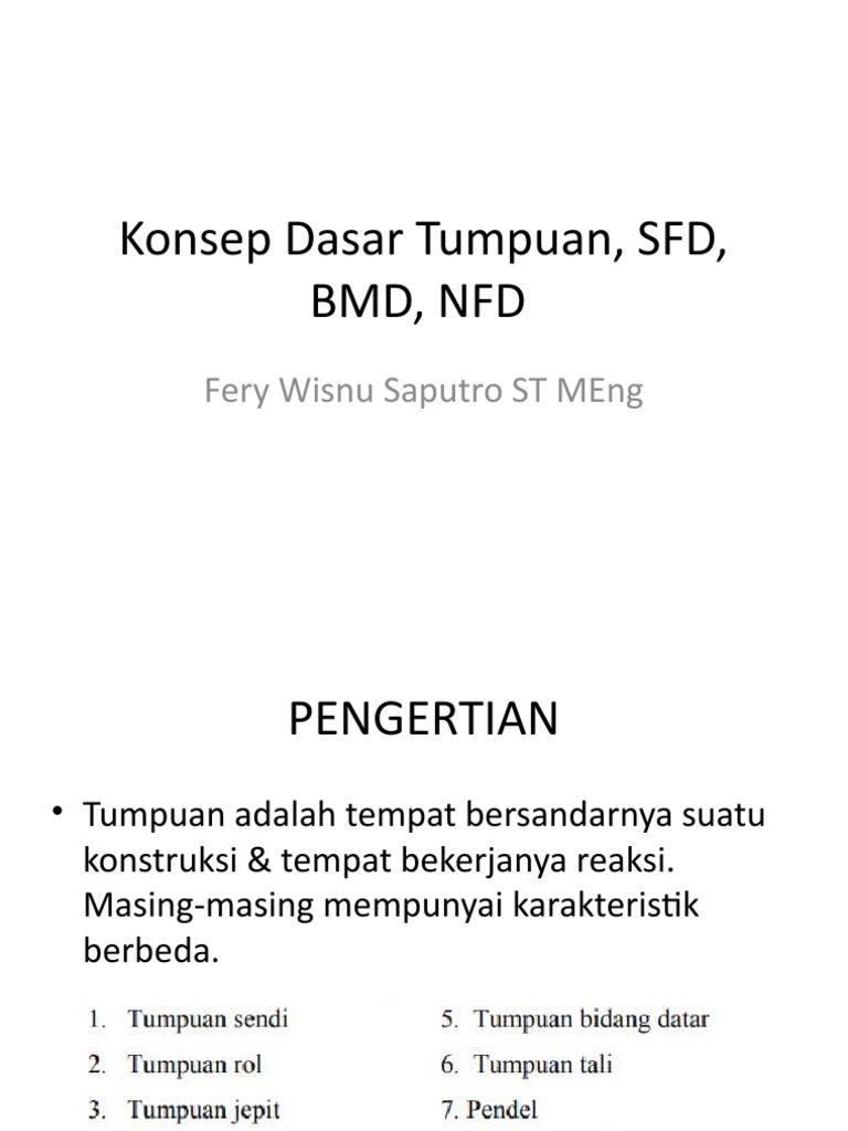 Ertemuan 9 - Konsep Dasar Tumpuan, SFD, BMD, NFD | PDF