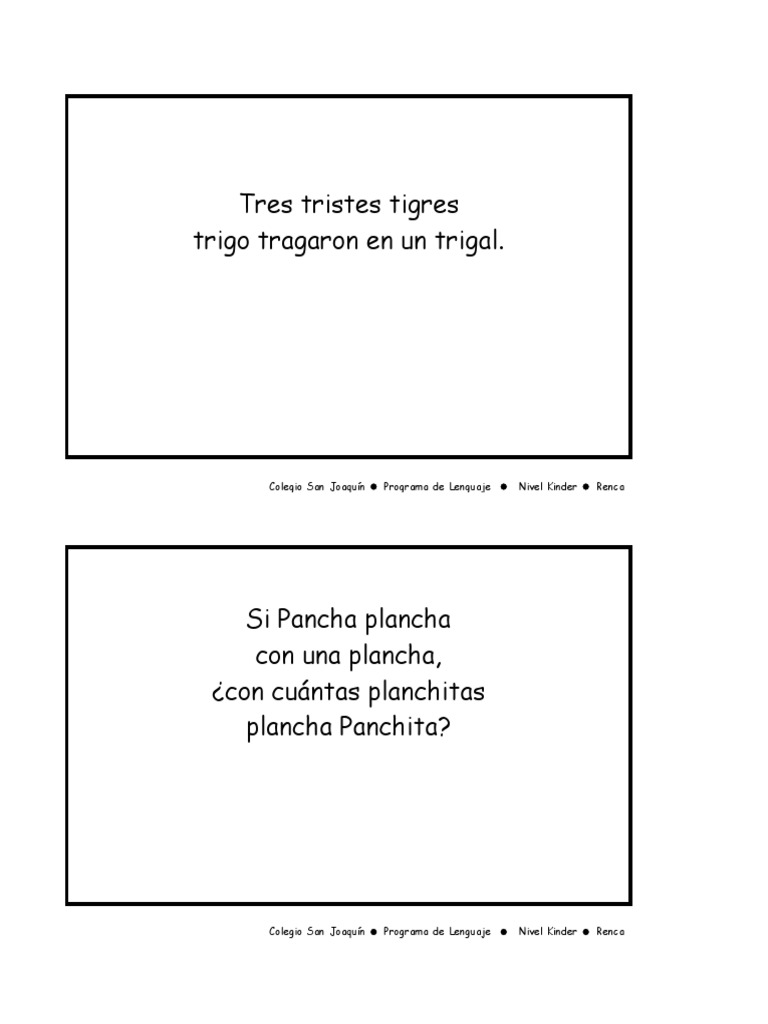 Fichas de Trabalenguas | PDF
