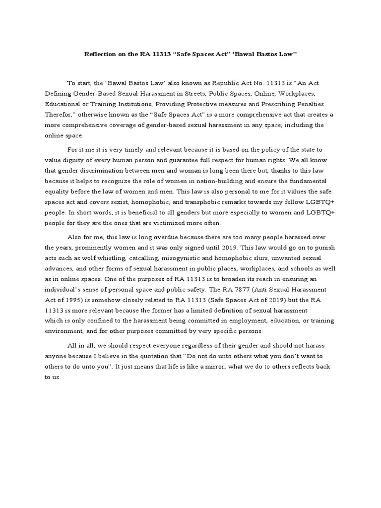 Reflection On RA 11313 | PDF