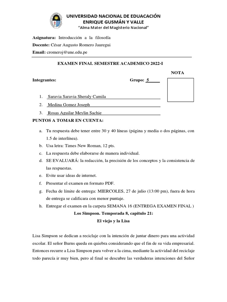 Examen Final C 2022-I | PDF