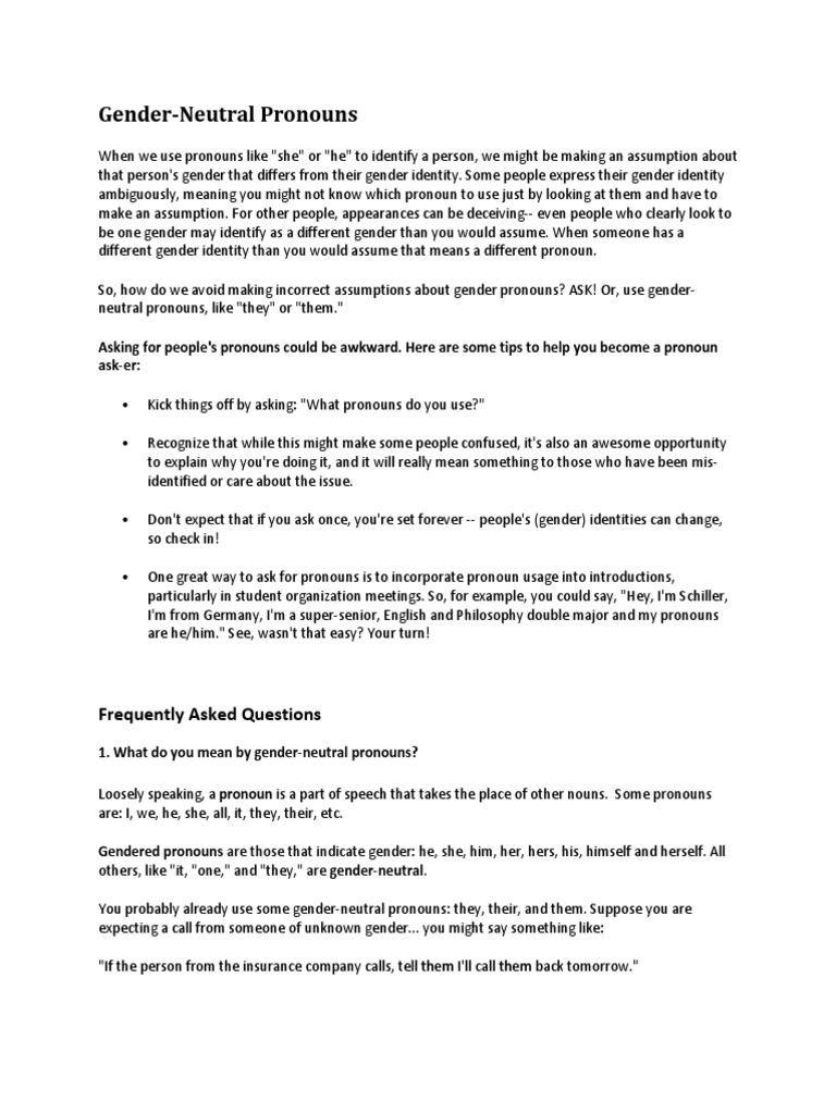 Learn Gender-Neutral Pronouns with Tips for Asking Respectfully | PDF ...
