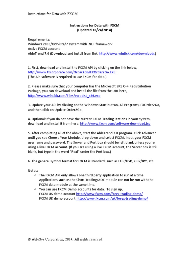 Instructions FXCM Data | PDF | Computers
