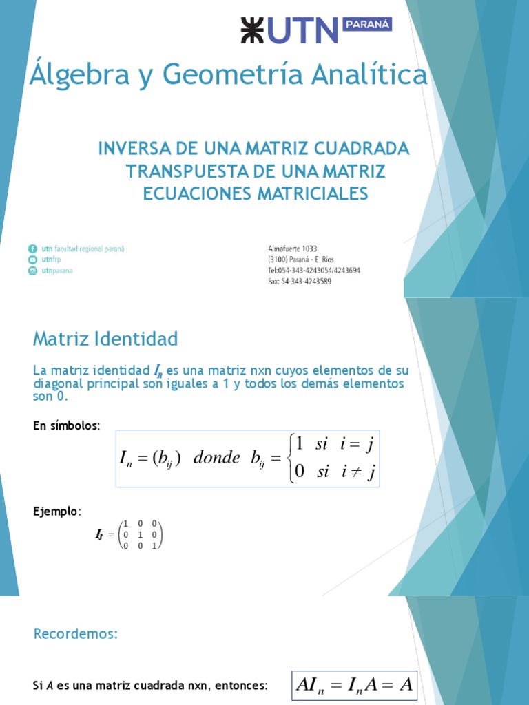 Matriz Inversa. Matriz Transpuesta | Descargar gratis PDF | Matriz (Matemáticas) | Álgebra abstracta