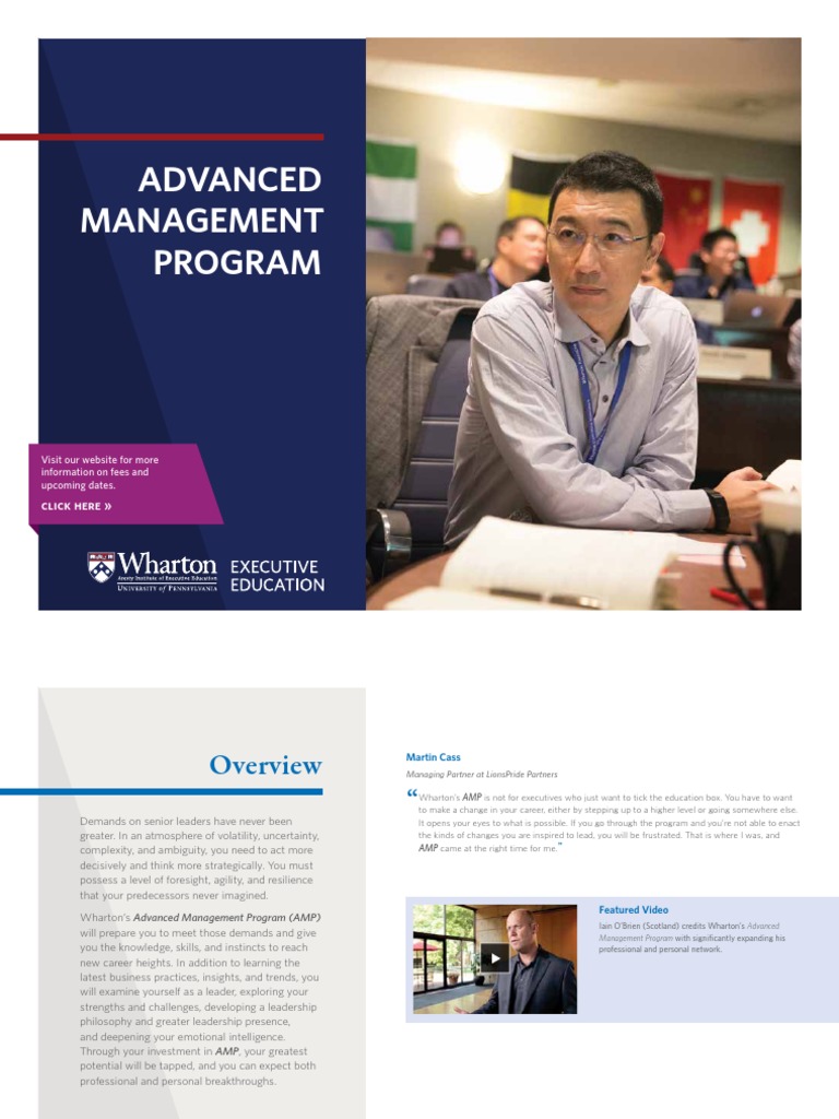 Advanced Management Program: Click Here | PDF | Wharton School Of The ...