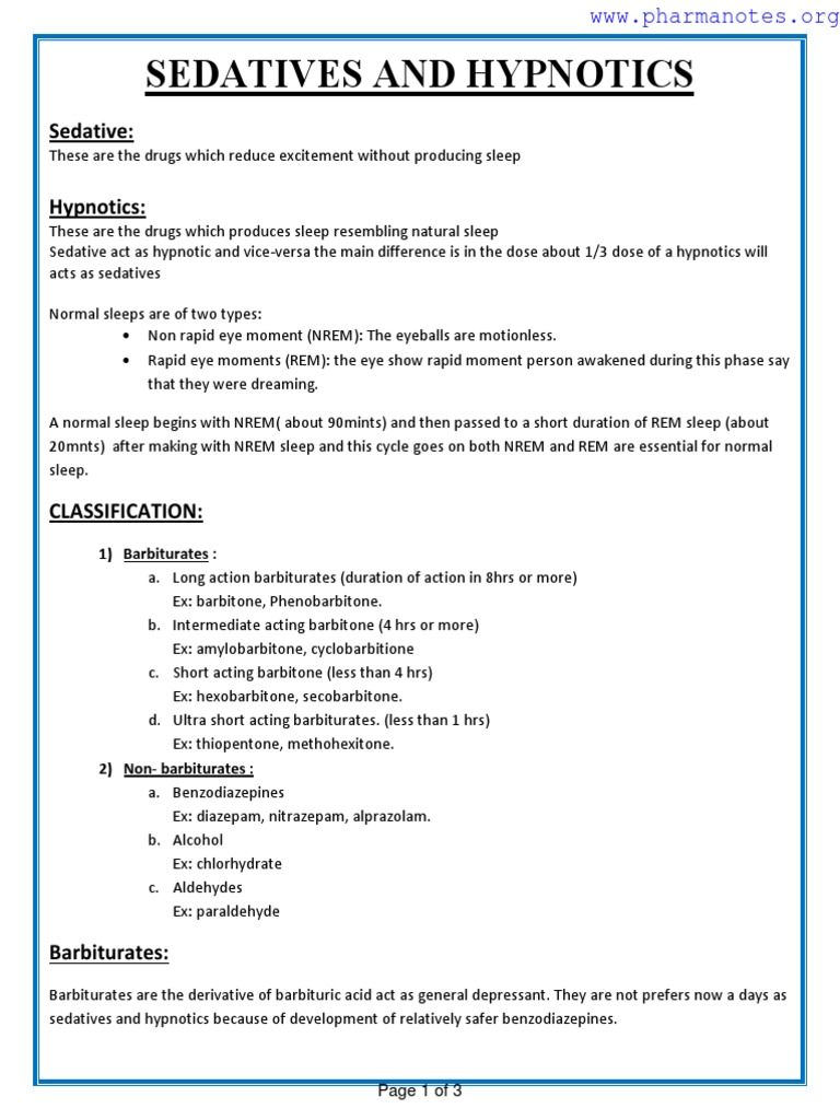 Sedatives and Hypnotics | PDF | Benzodiazepine | Drugs Acting On The ...