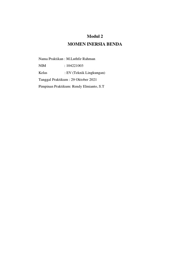 Modul 2 Momen Inersia Benda | PDF