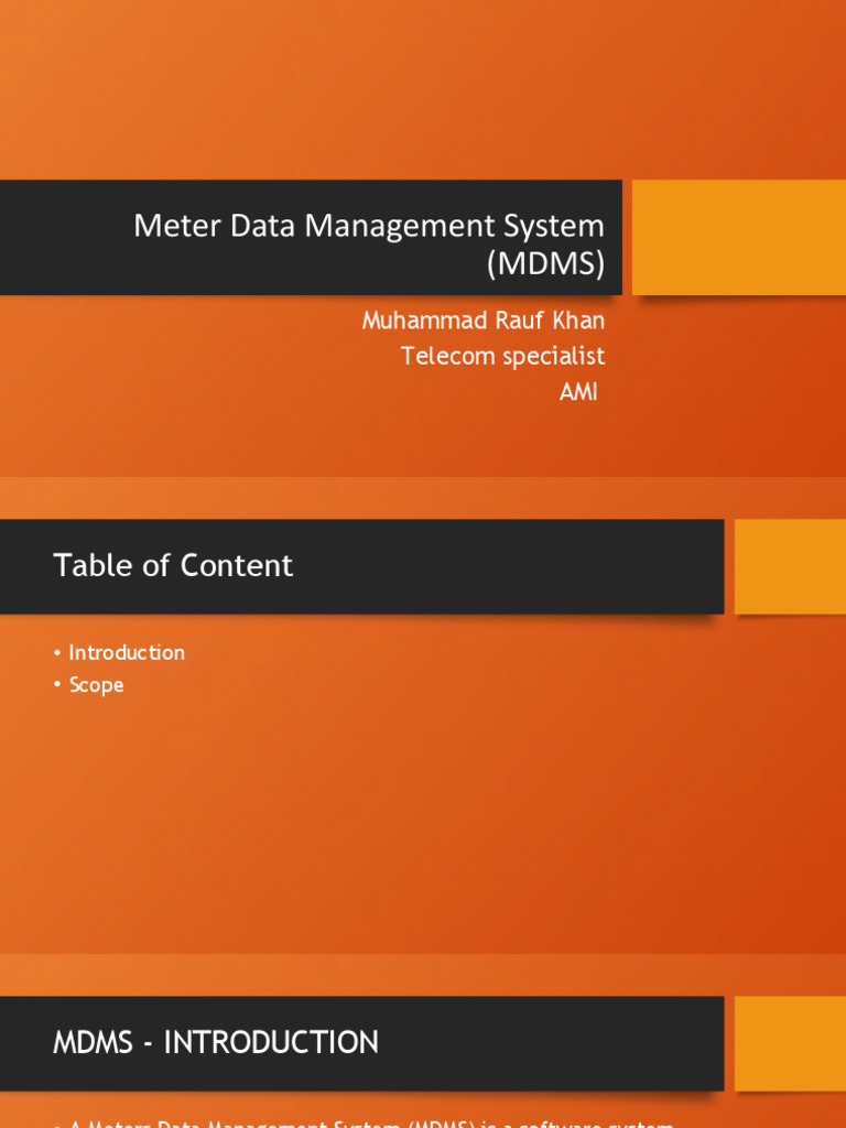Meter Data Management System (MDMS) : Muhammad Rauf Khan Telecom ...