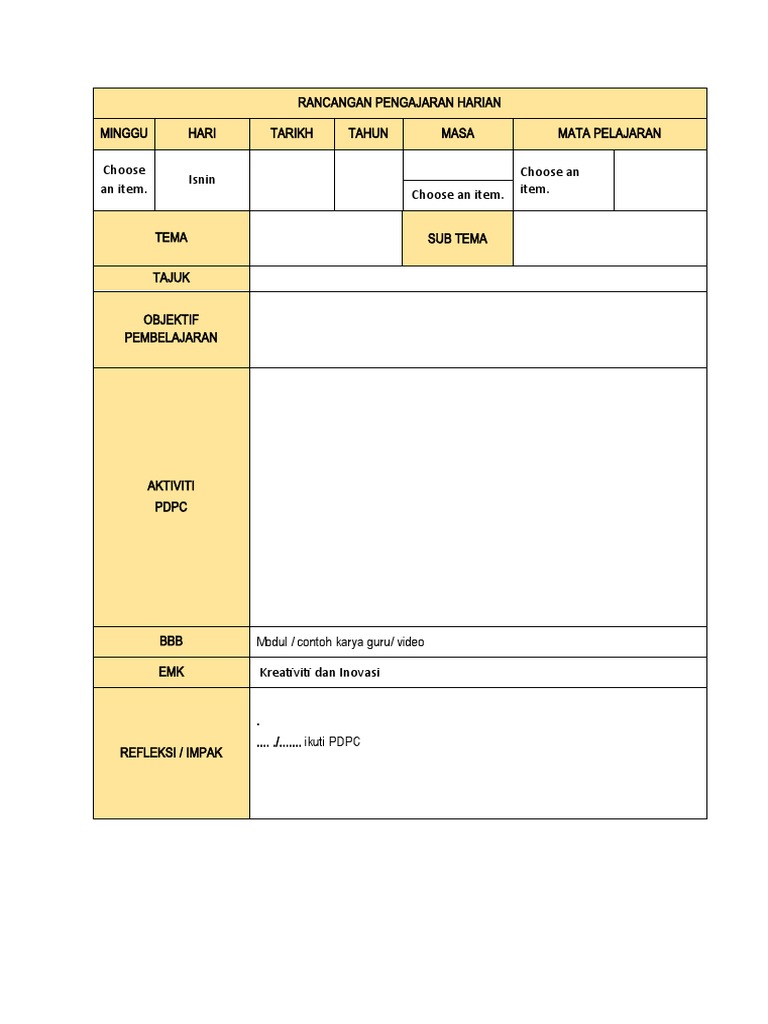 RPH Transisi Tahun 1 | PDF