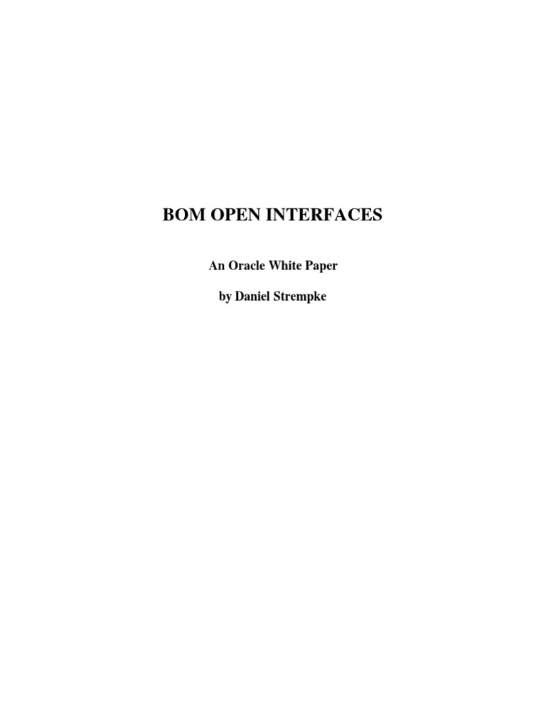 Oracle BOM Open Interfaces Guide | PDF | Oracle Database | Sql