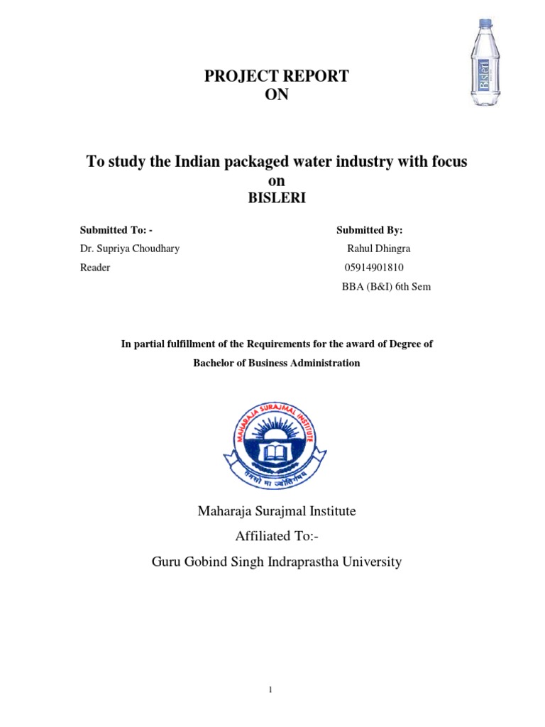 Project-Report-On-Bisleri - Compress 1 | PDF | Water Purification ...