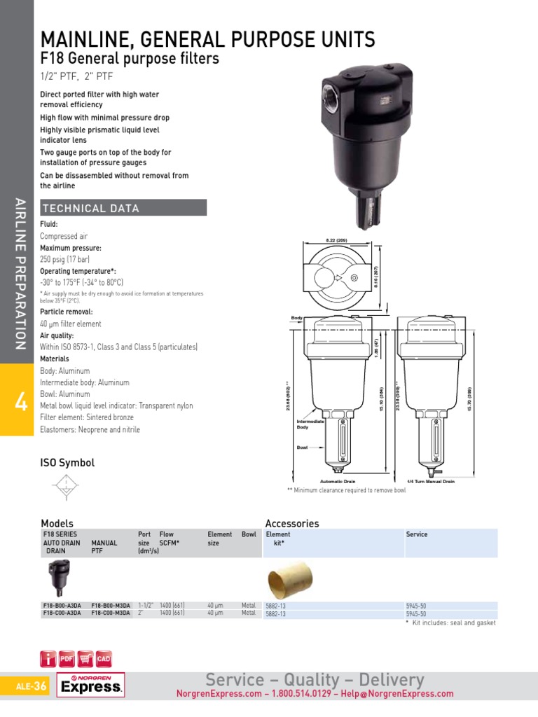 Norgren F18 General Purpose Filters 10 | Download Free PDF | Filtration ...