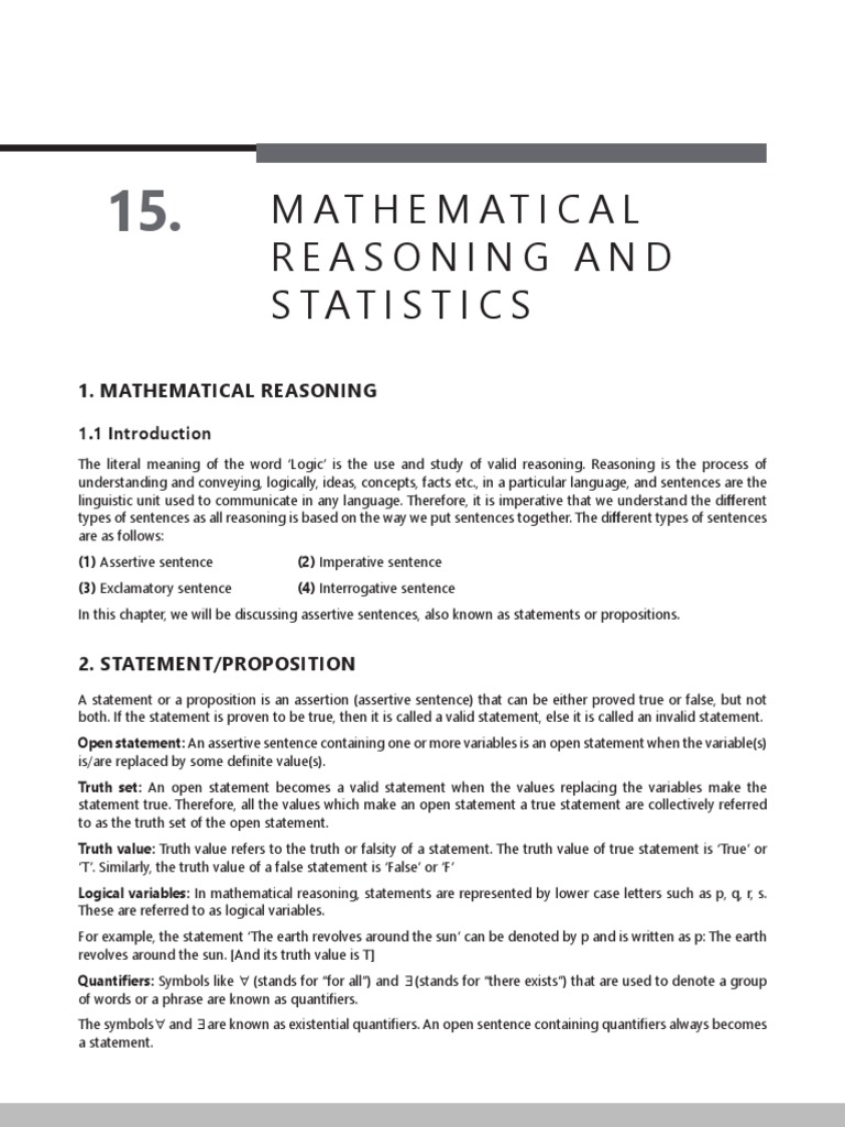 Mathematical Reasoning And Statistics Theory Pdf If And Only If Boolean Algebra