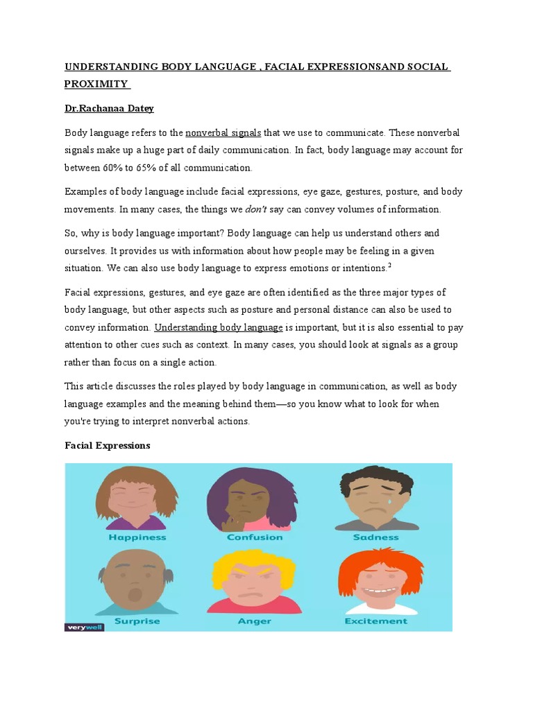 Understanding Body Language and Proximity | PDF | Body Language ...