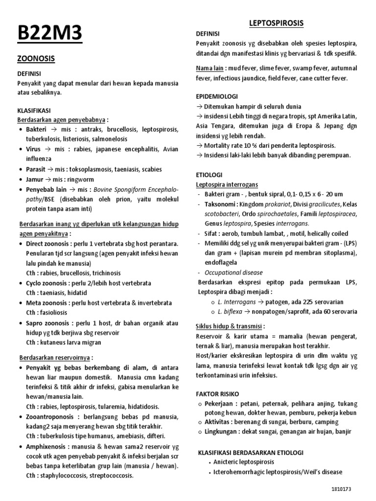 B22M3 Leptospirosis (Catatan Soca) | PDF