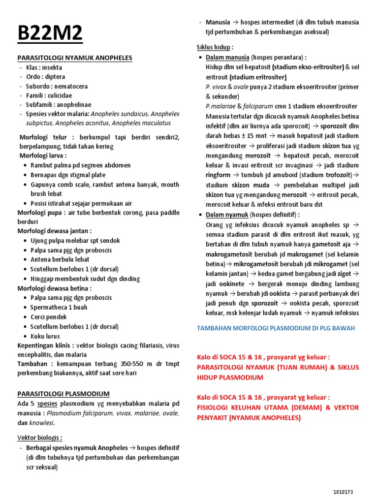B22M2 Malaria (Catatan Soca) | PDF