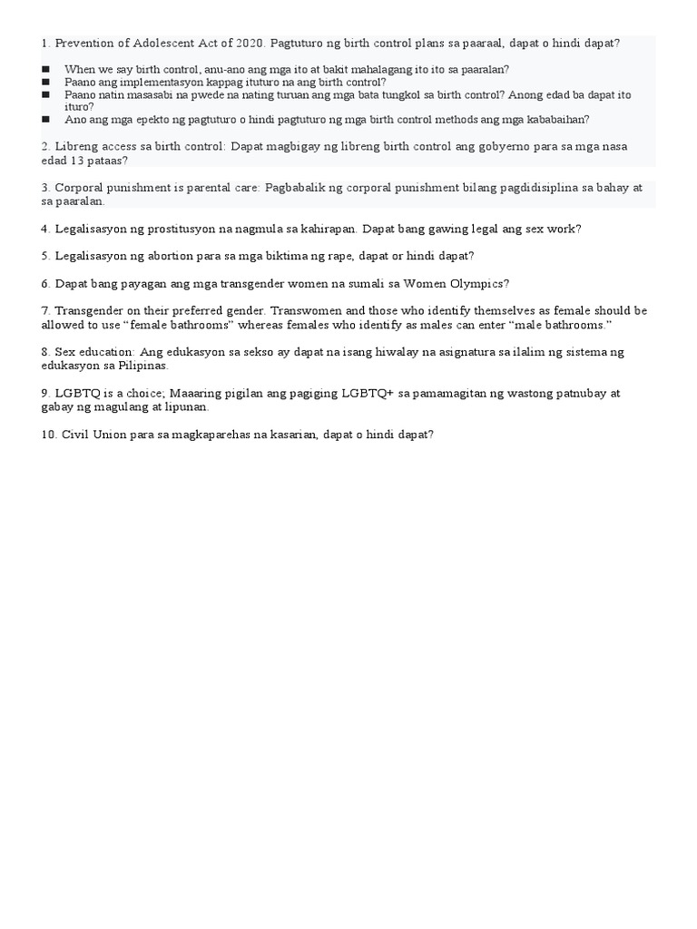 Debate Topics | PDF