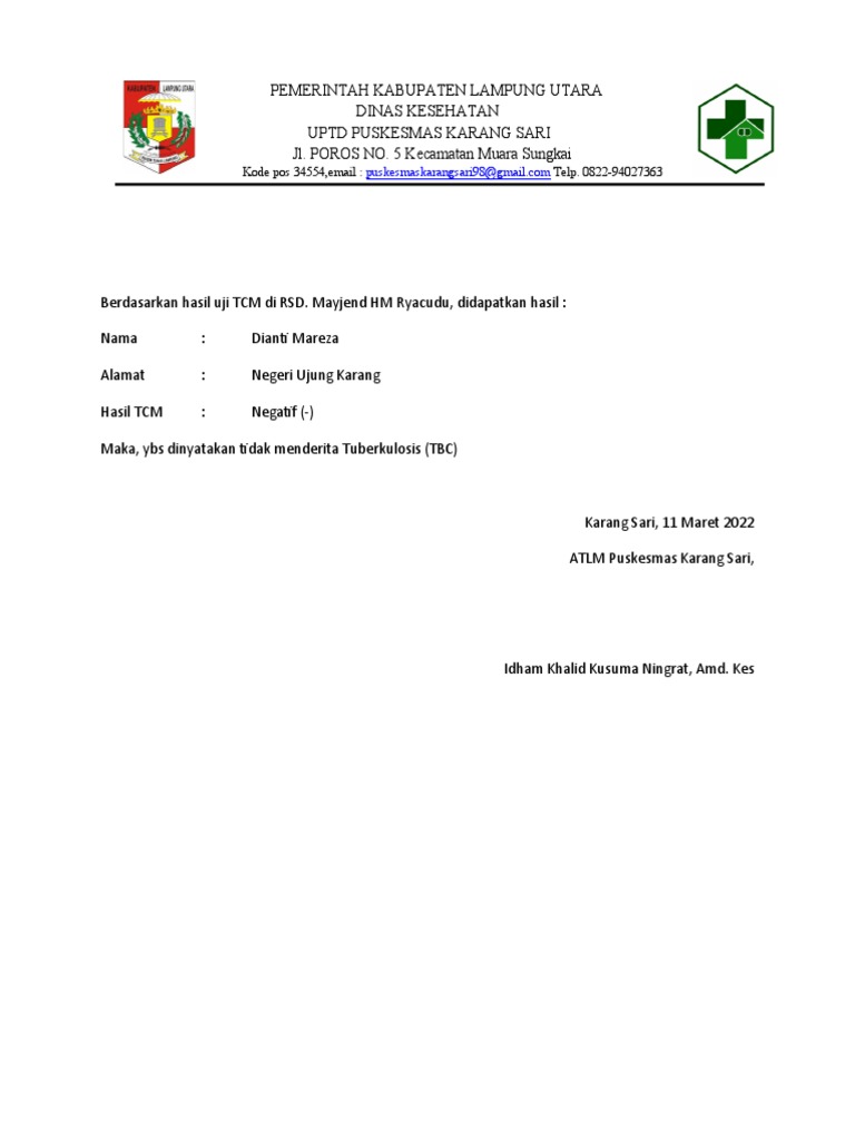 Surat Hasil TB | PDF
