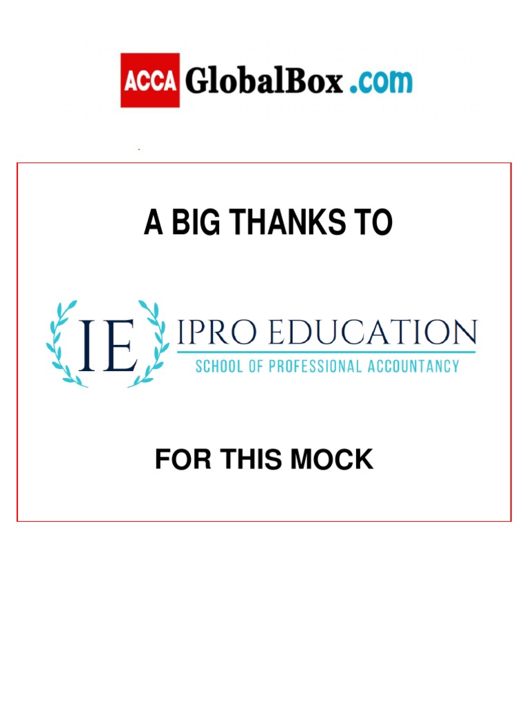 F7 - IPRO - Mock 1 - Answers | PDF | Depreciation | Dividend