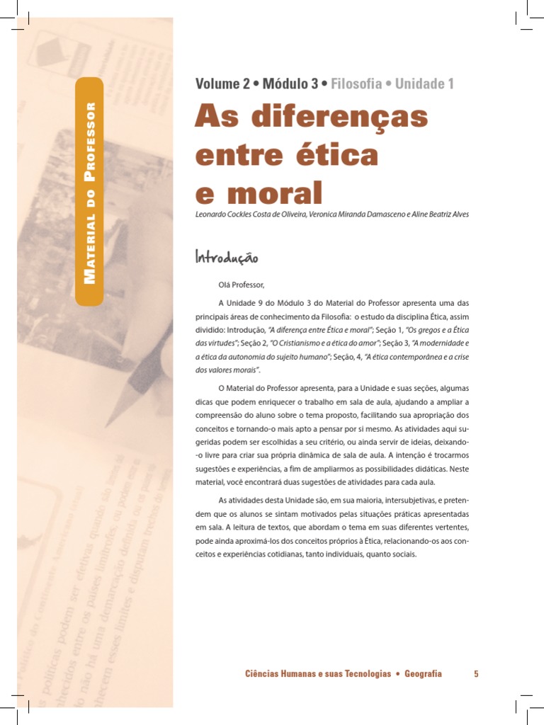 As Diferenças Entre Ética e Moral: Volume 2 - Módulo 3 | PDF ...