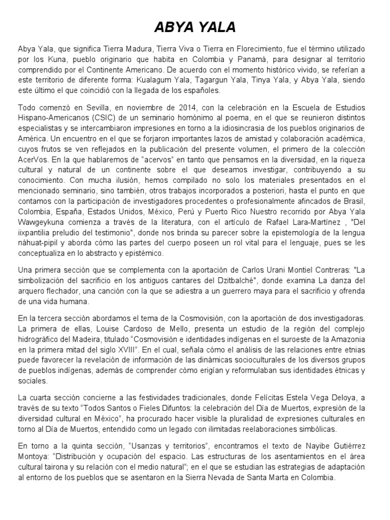 Abya Yala Resumen | PDF | Patrimonio cultural