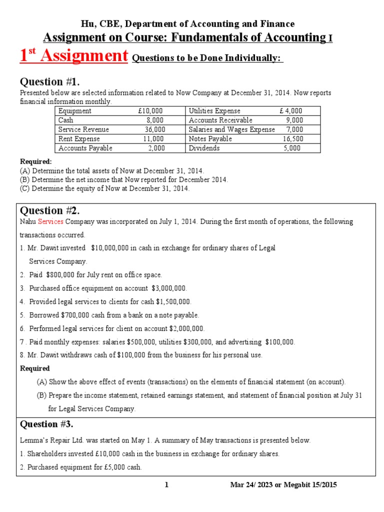 FundAcct I @2015 Assignmnt | PDF | Debits And Credits | Expense