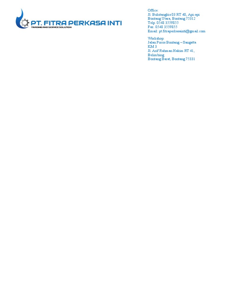 Kop Surat Pt. Fitra Perkasa Inti | PDF