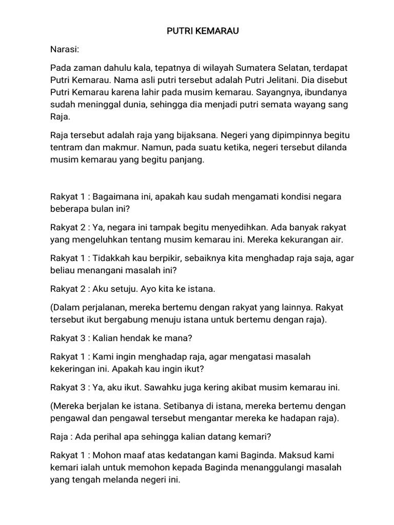 Legenda Putri Kemarau dan Pengorbanan | PDF | Puisi