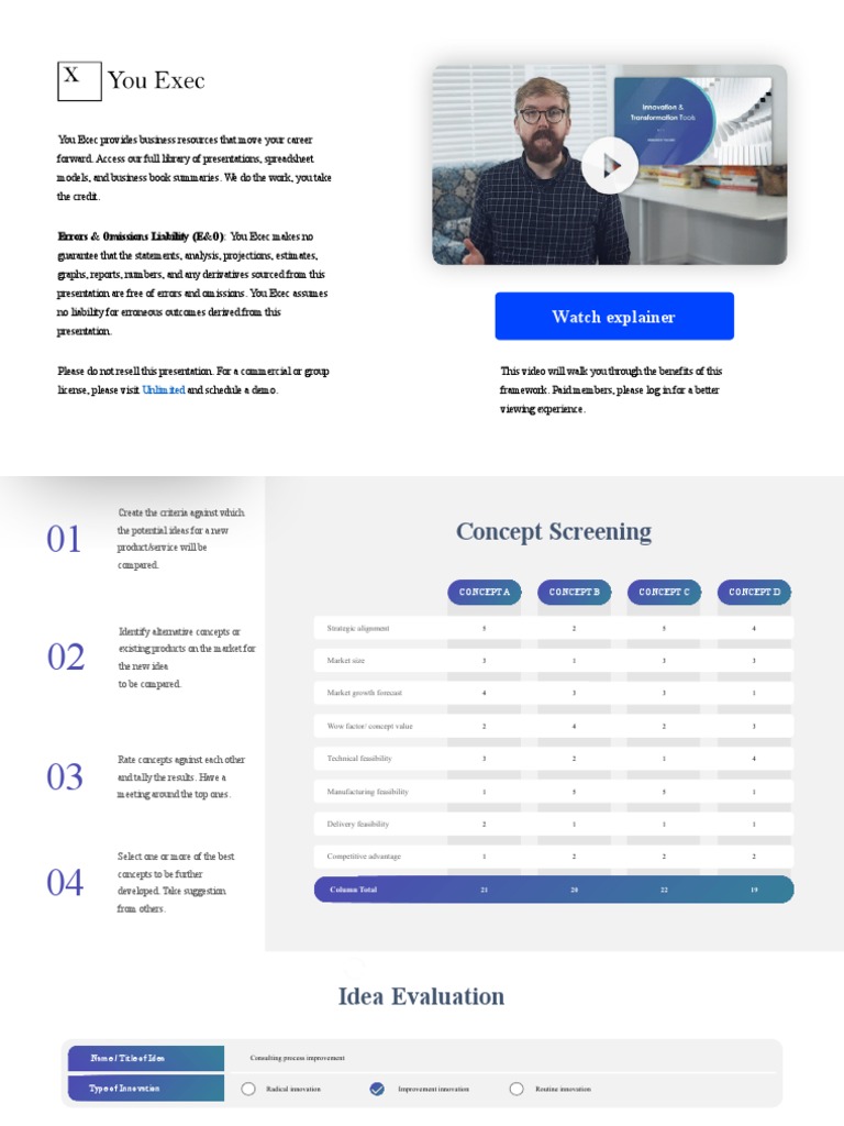 You Exec - Innovation and Transformation Tools Free | PDF | Strategic ...