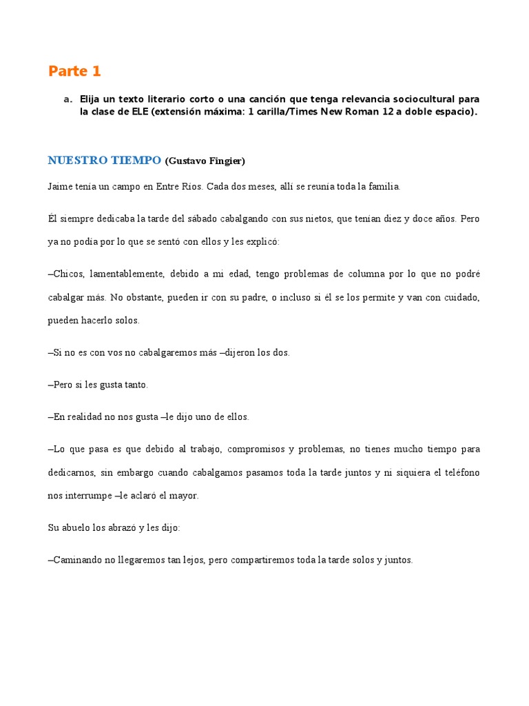 Plan De Clase Español A1 Y A2 En Argentina Pdf Comprensión Lectora