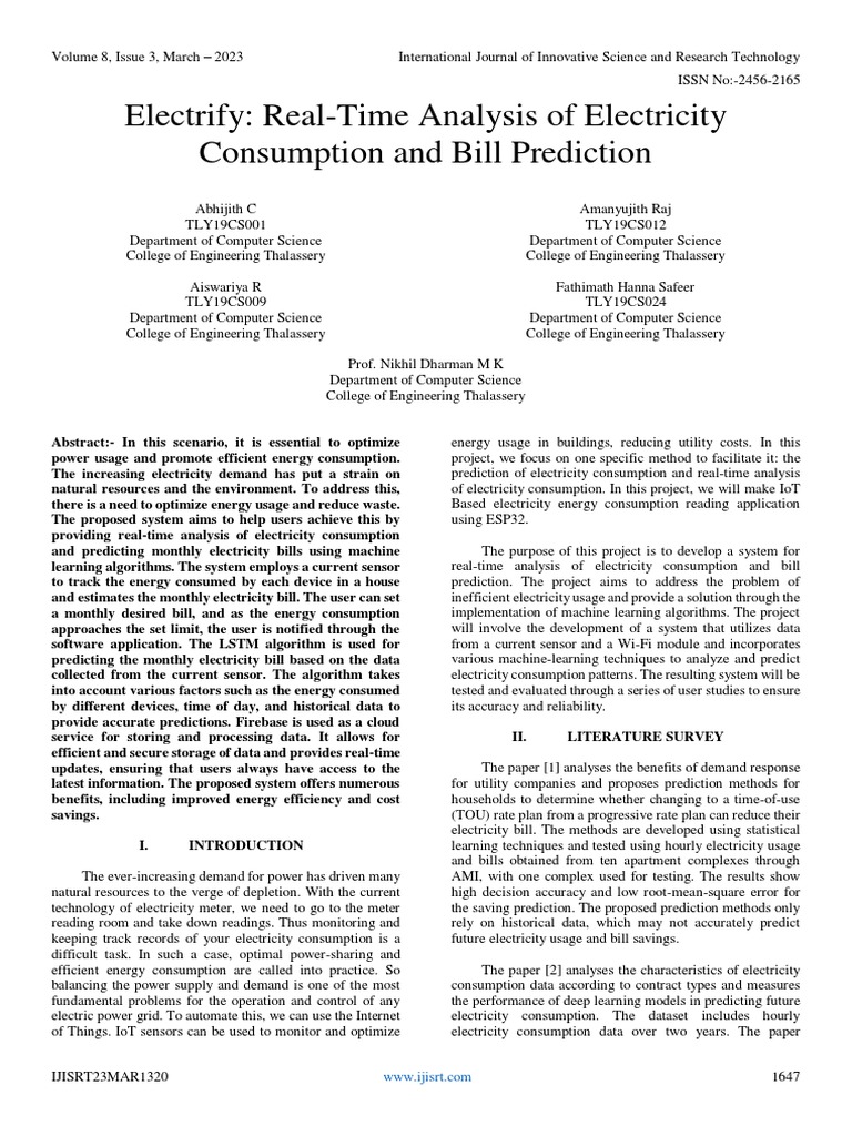 Real-Time Electricity Analysis & Prediction | PDF | Machine Learning ...
