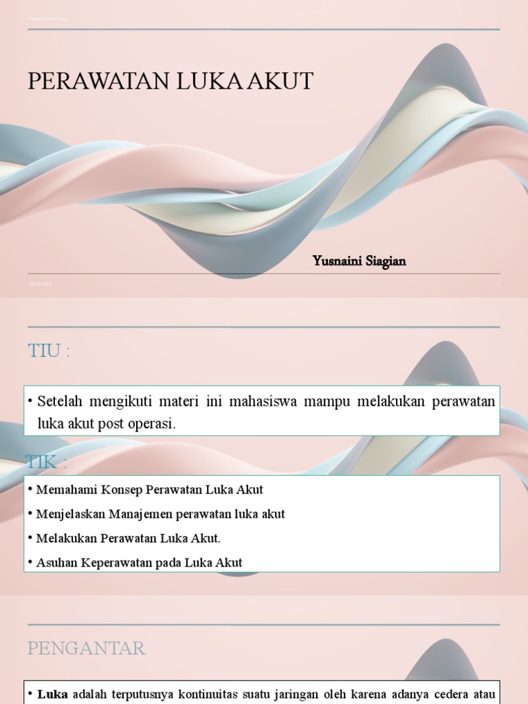 Perawatan Luka Akut: Yusnaini Siagian | PDF | Sains & Matematika