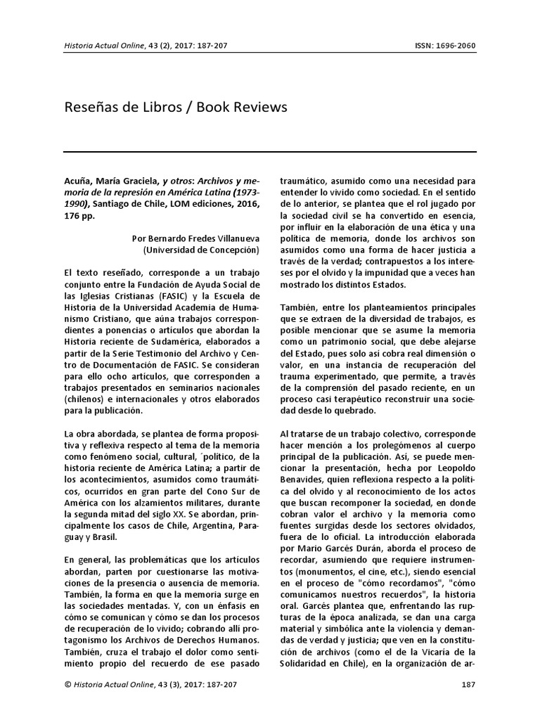 Reseñas de Libros / Book Reviews: Acuña, María Graciela, y Otros ...