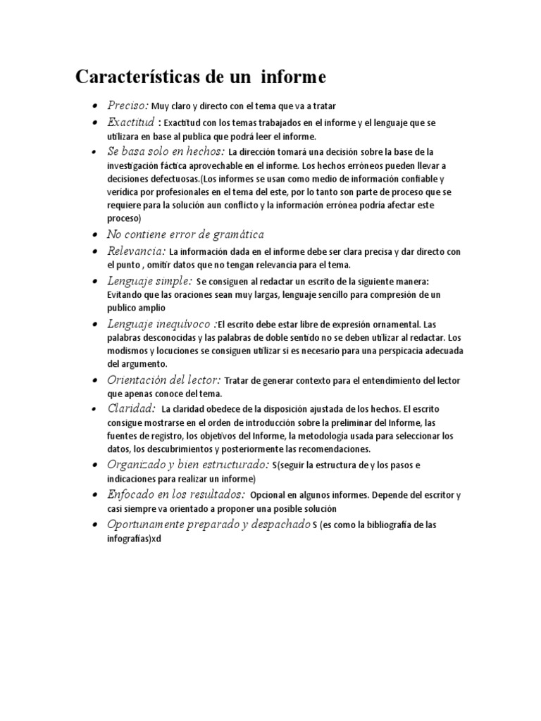 Características de Un Informe | PDF