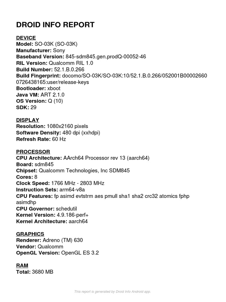Droid Info | PDF | Computer Architecture | Computing