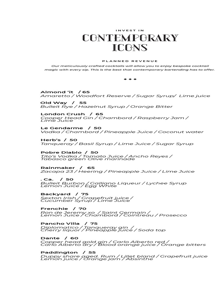 The Vault Menu | PDF | Martini (Cocktail) | Scotch Whisky