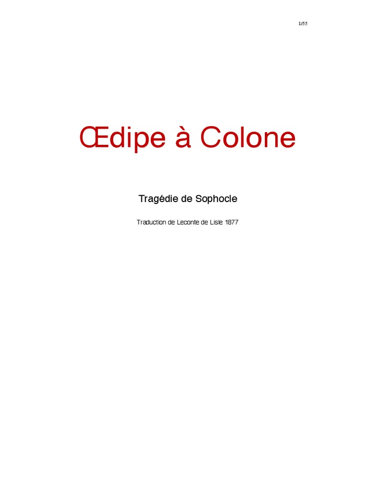 Oedipe À Colone | PDF | Mythologie de Thèbes