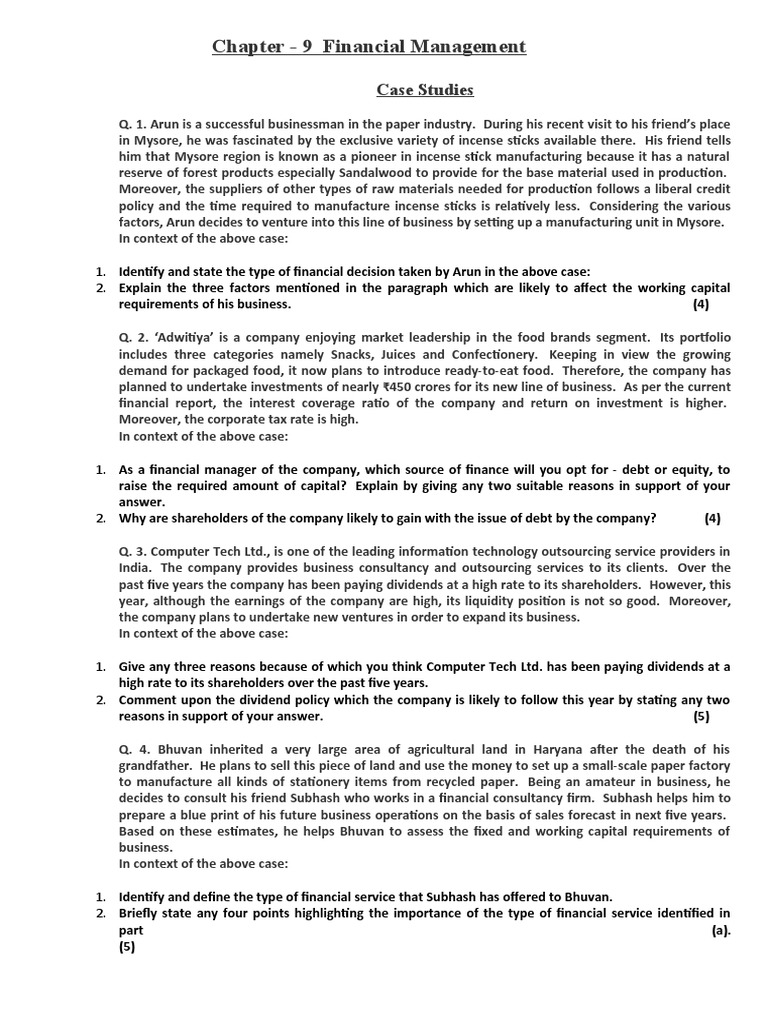 Chapter 9 FM Case Studies | PDF | Financial Capital | Debt