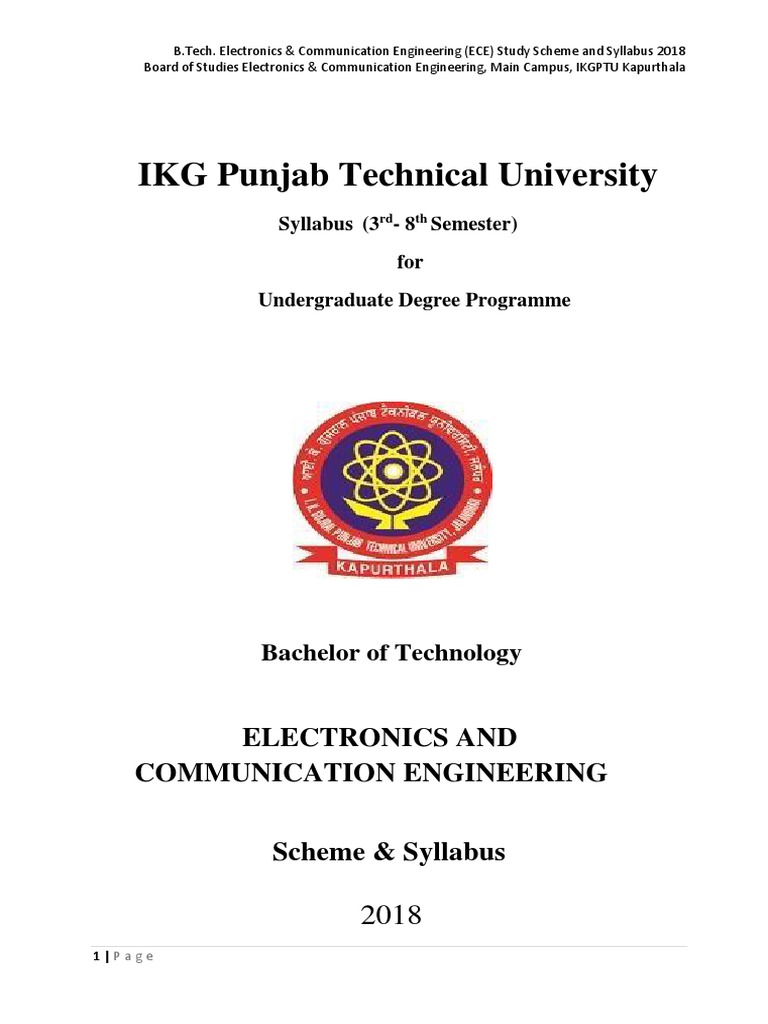 IKG Punjab Technical University: Electronics and Communication Engineering | PDF | Fourier ...
