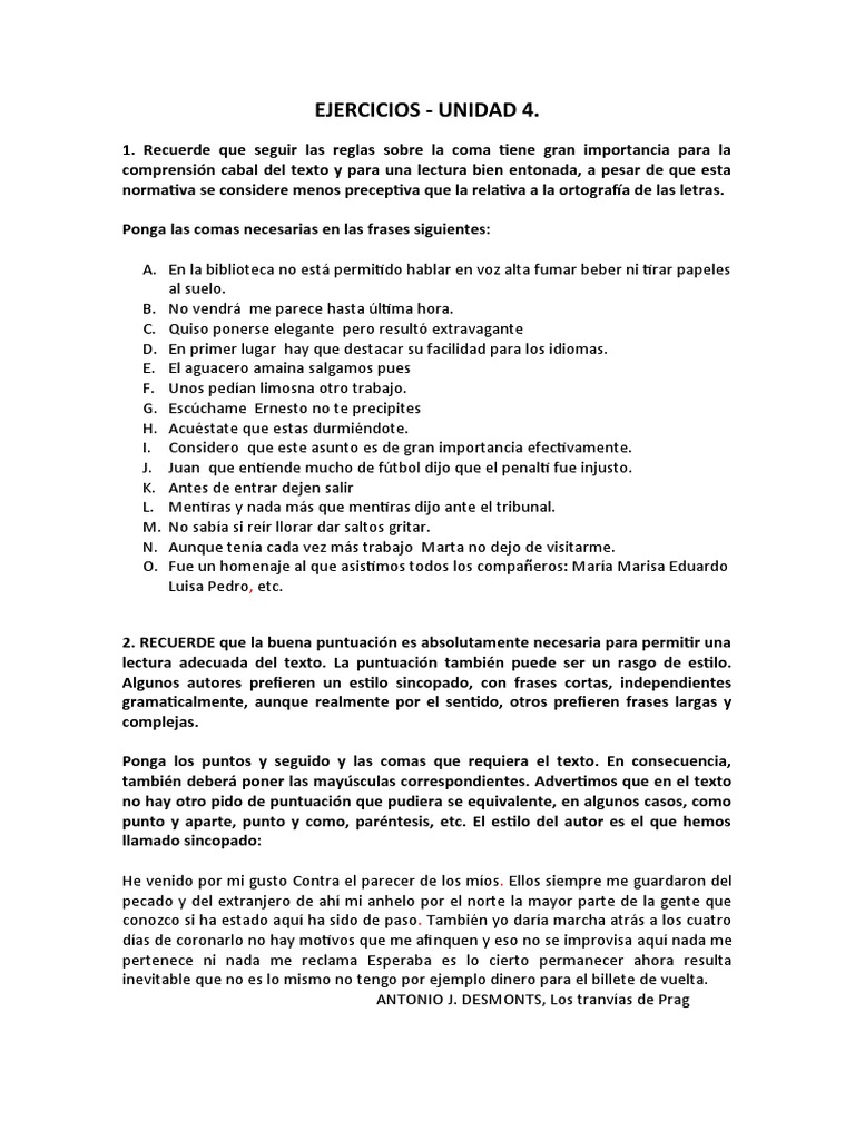 Ejercicios - Unidad 4 | PDF