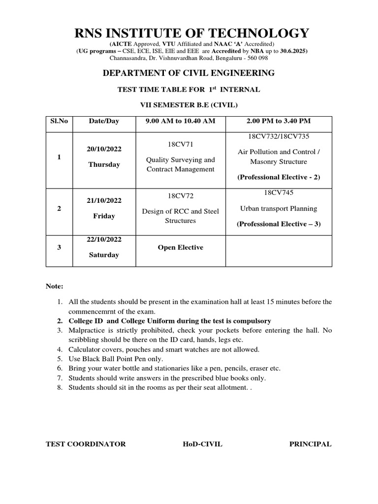 7th Sem - 1st IA TT | PDF