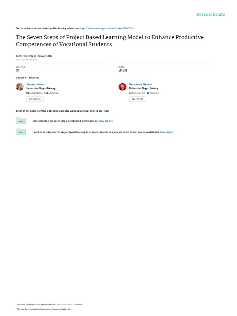 The Seven Steps of Project Based Learning Model To | PDF | Project ...