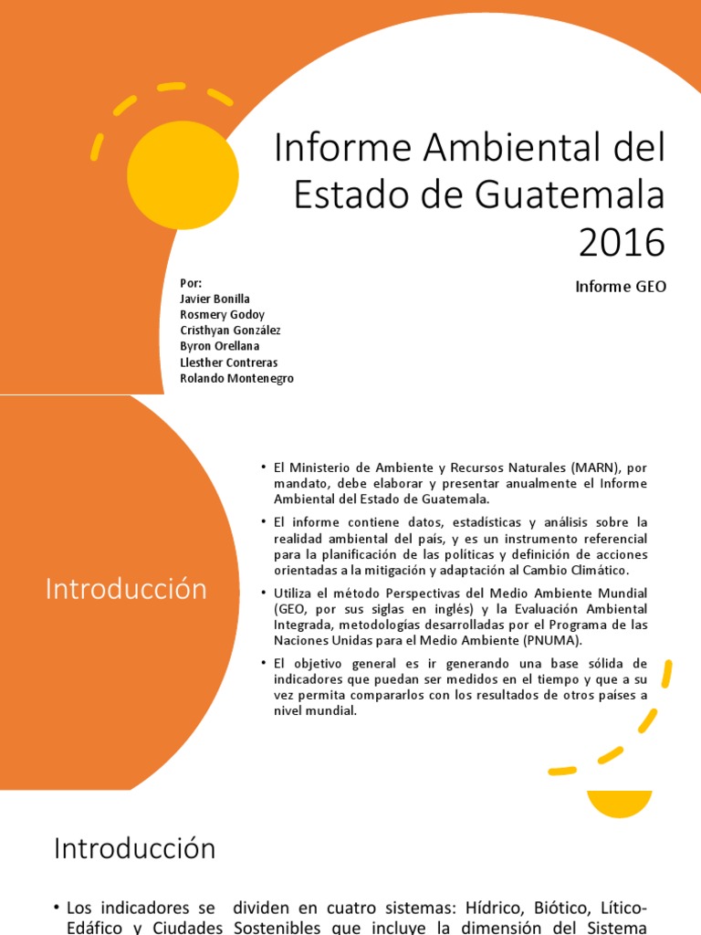 Presentación Informe Ambiental Del Estado (GEO) de Guatemala | PDF | Residuos | Agua