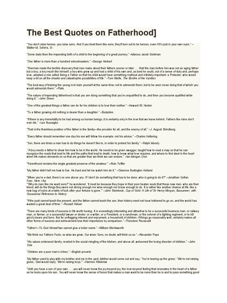 The Best Quotes On Fatherhood | PDF