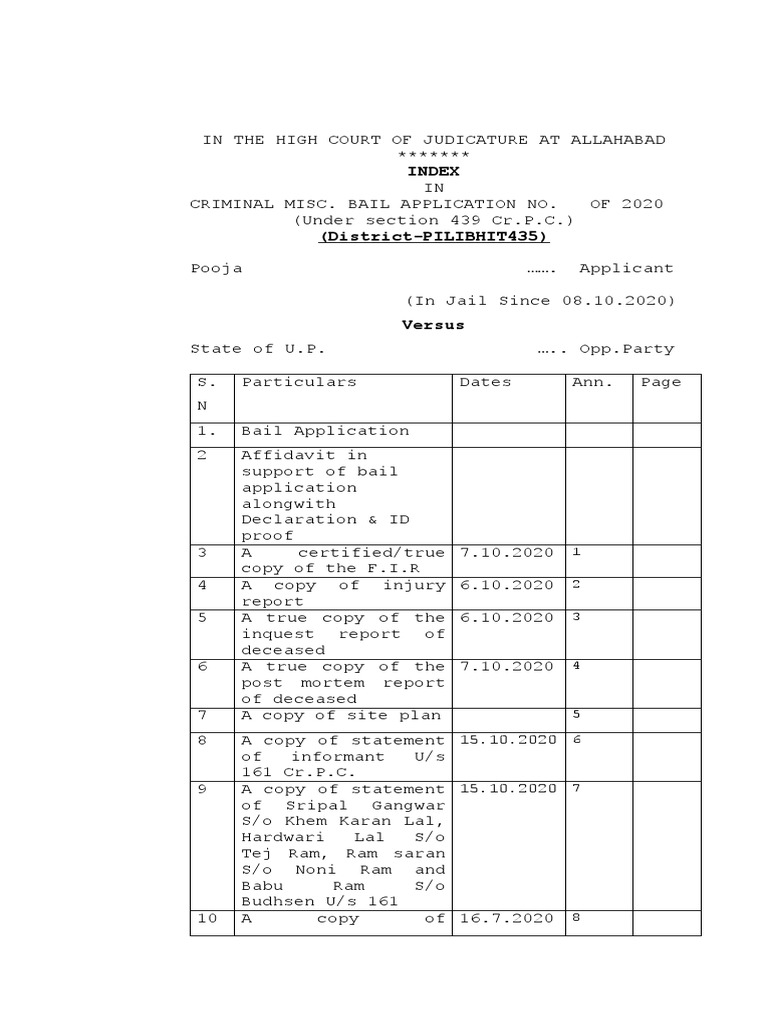 302 BAIL APPLICATION Pooja Bail | PDF | Affidavit | Bail