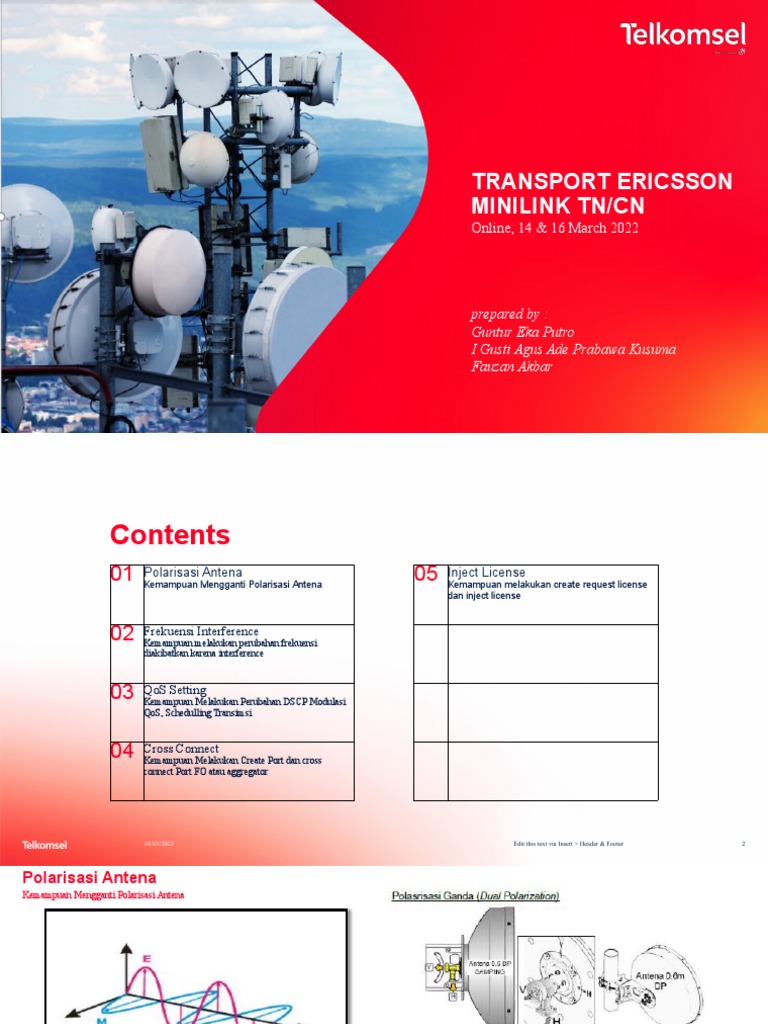 Transport Ericsson Minilink TN/CN: Online, 14 & 16 March 2022 | PDF