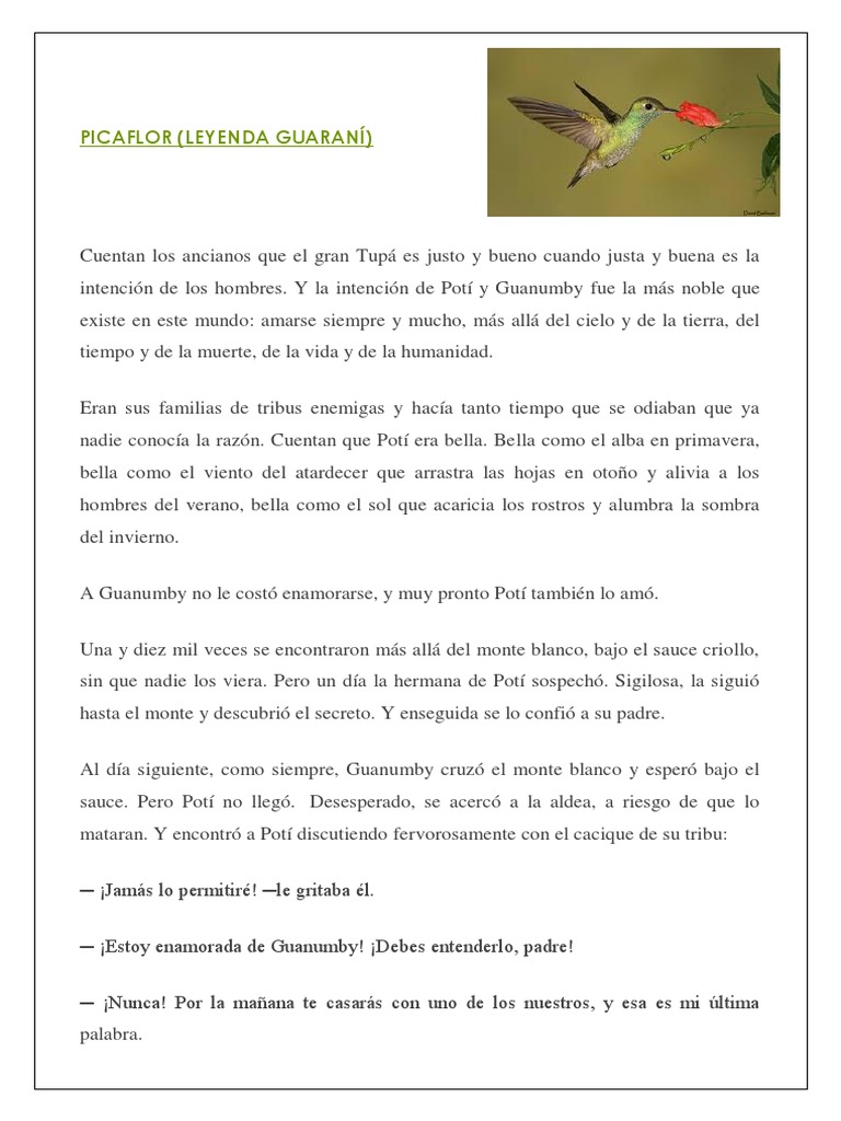Picaflor (Leyenda Guaraní) | PDF