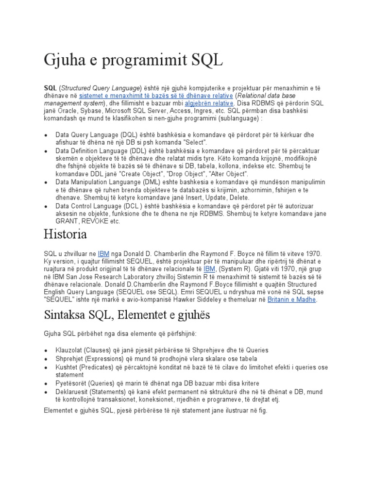 Gjuha e Programimit SQL | PDF