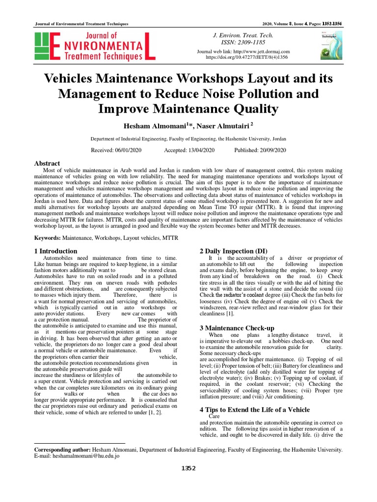 Vehicles Maintenance Workshops Layout and Its Management To Reduce ...